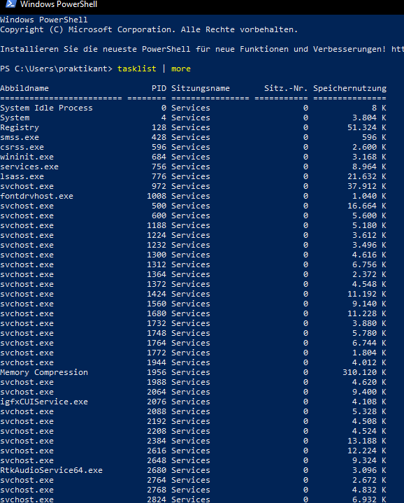 Powershell Tasks suchen und Prozesse beenden (tasklist, taskkill)